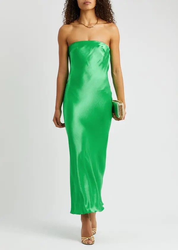 Bec & Bridge Strapless Satin Maxi Dress With Cut-out Detail