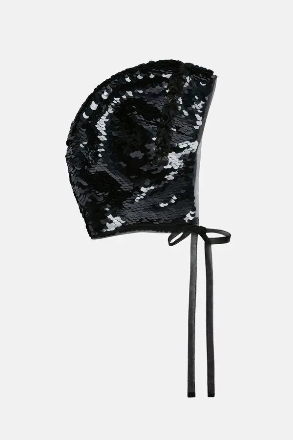 Simone Rocha Cashmere Beanie With Sequin Embroidery And Bow Detail