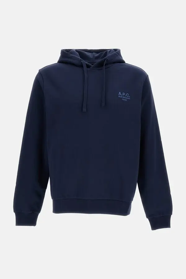A.p.c. Rue Madame Embroidered Logo Hoodie - Blue