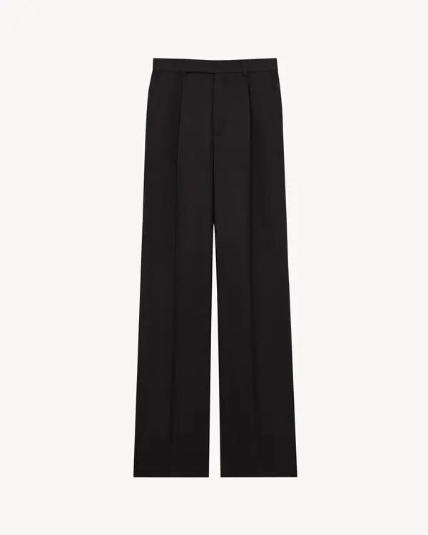 Saint Laurent Fluid Pants In Wool Flannel