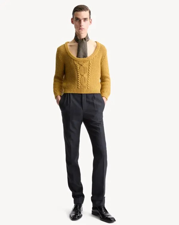 Saint Laurent Tapered Felted Wool Gabardine Pants - Anthracite