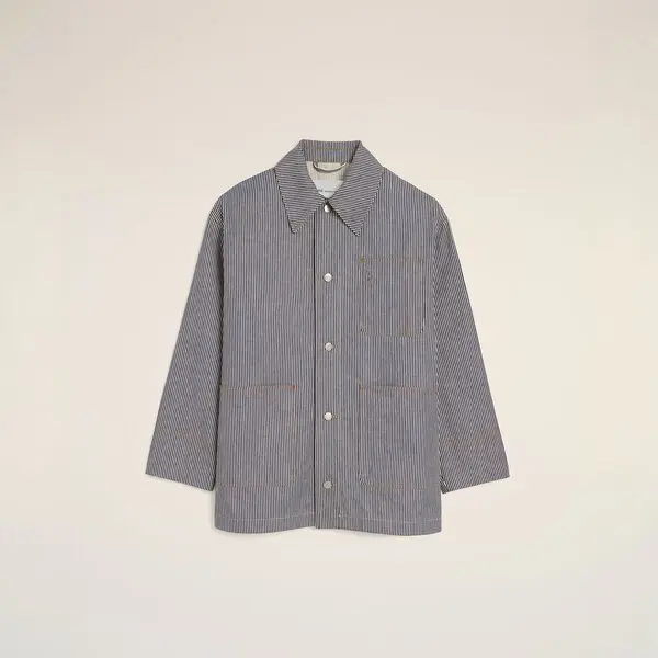 AMI Paris Blue Striped Cotton Worker Jacket