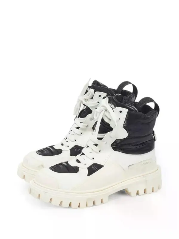 Dolce & Gabbana Lace-up Leather Combat Boots - White