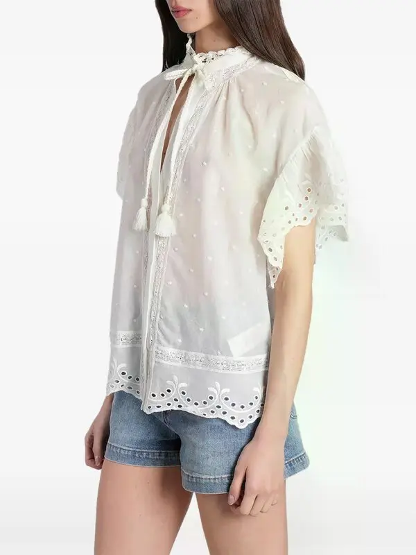 Alice + Olivia Julius Broderie Anglaise Blouse