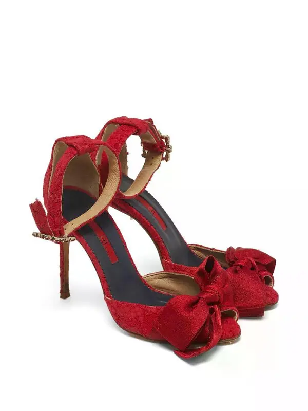 Carolina Herrera Lace Bow Detail High Heel Sandals