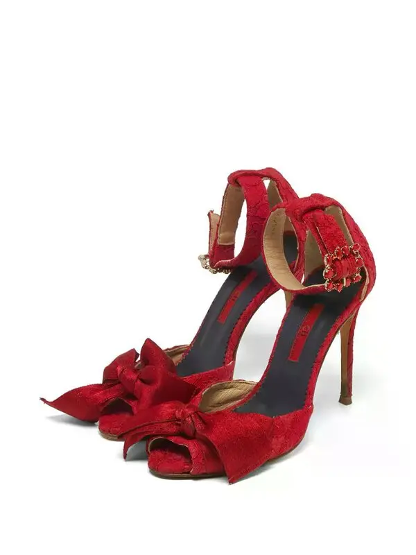 Carolina Herrera Lace Bow Detail High Heel Sandals