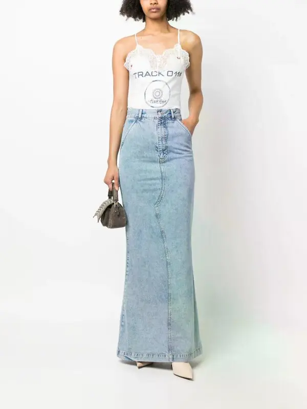 Moschino Long Washed-denim Skirt