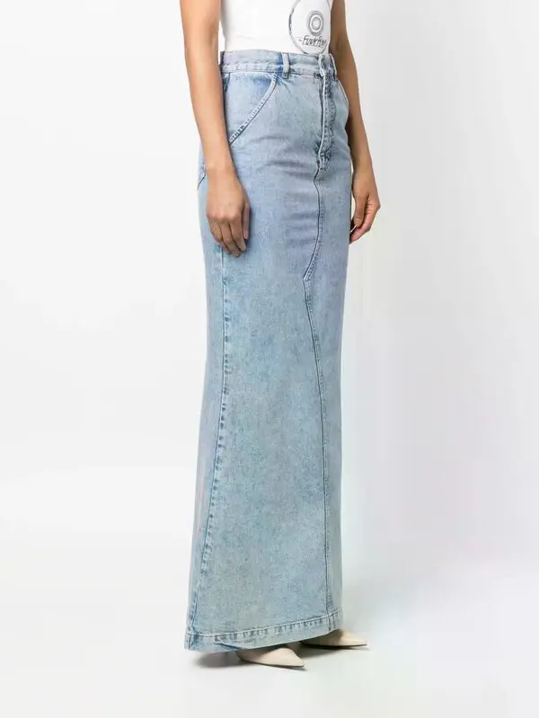 Moschino Long Washed-denim Skirt