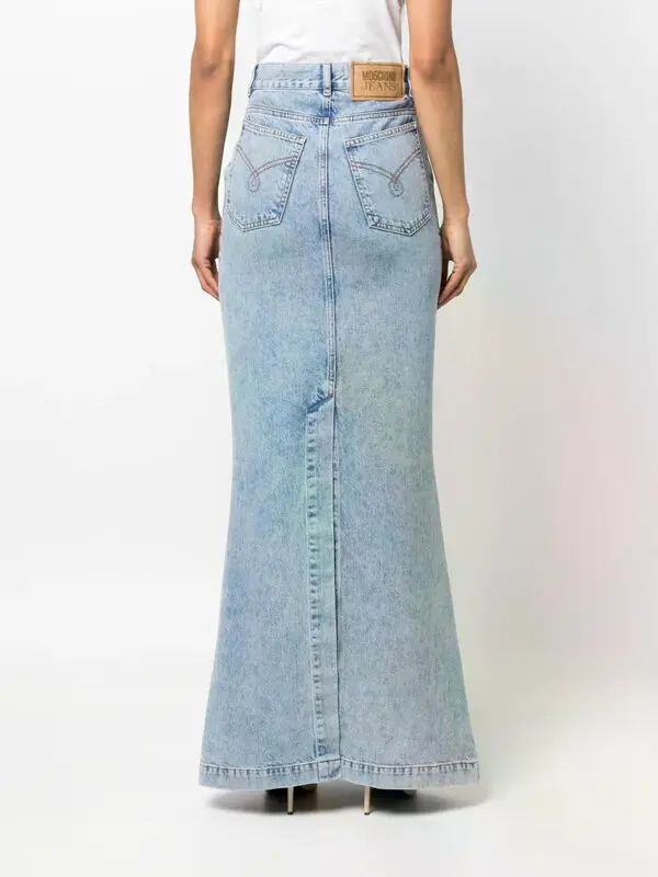 Moschino Long Washed-denim Skirt