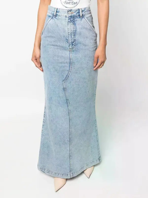 Moschino Long Washed-denim Skirt