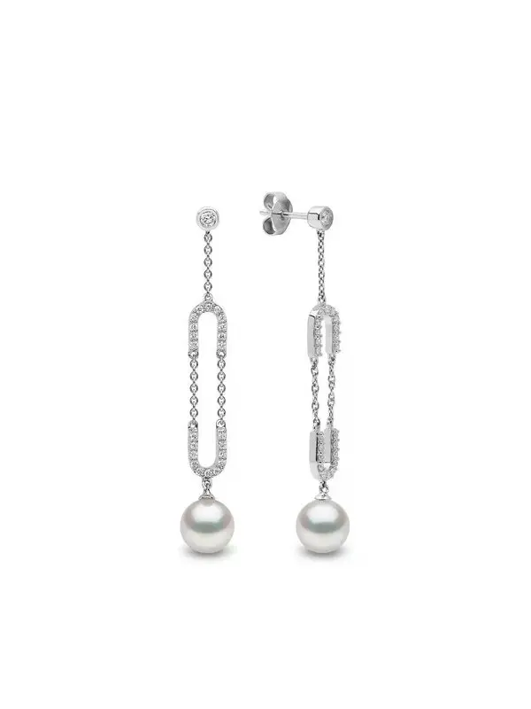 Yoko London 18kt White Gold Freshwater Pearl And Diamond Earrings - Silver
