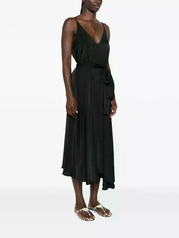 MOUTAKI V-neck Belted Asymmetric Midi Dress