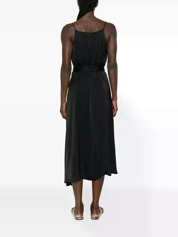 MOUTAKI V-neck Belted Asymmetric Midi Dress