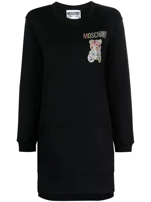Moschino Teddy Bear Embellished Sweatshirt Dress