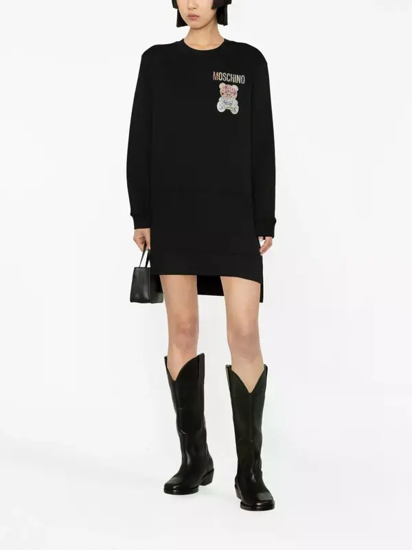 Moschino Teddy Bear Embellished Sweatshirt Dress