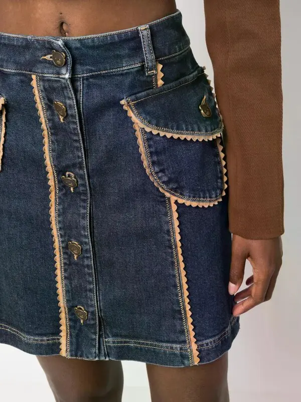 Moschino Scallop Edge Denim Miniskirt