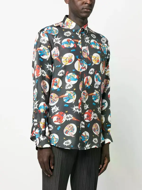 Moschino Comic-print Silk Shirt