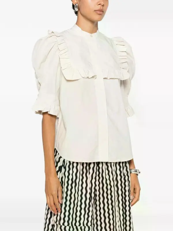 BY MALENE BIRGER Cream Ruffled Puff-sleeve Shirt