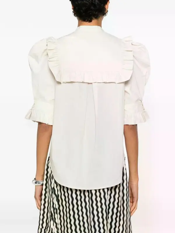 BY MALENE BIRGER Cream Ruffled Puff-sleeve Shirt