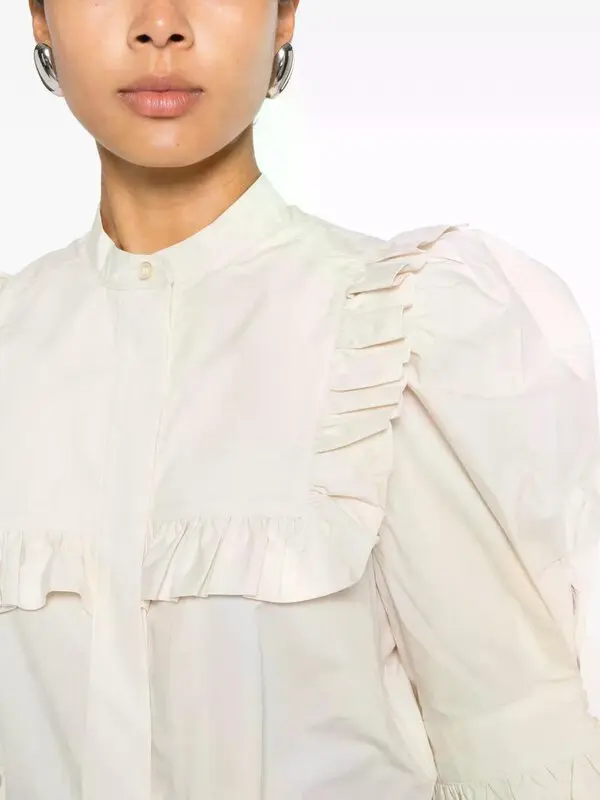 BY MALENE BIRGER Cream Ruffled Puff-sleeve Shirt