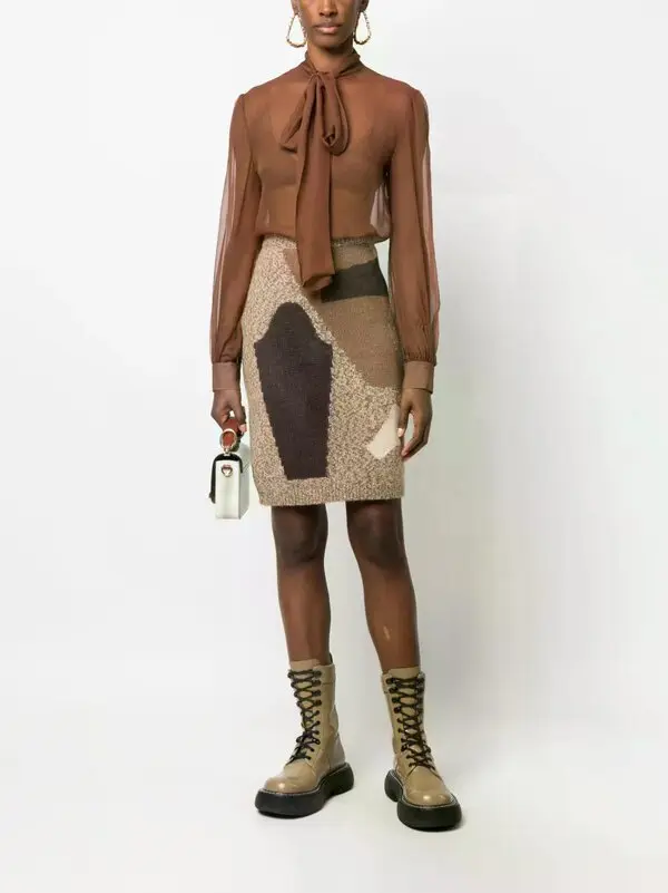 Moschino Intarsia Knit Pencil Skirt