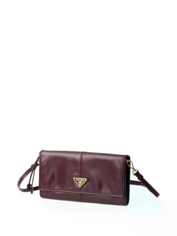 Prada Leather Wallet With Shoulder Strap - Red