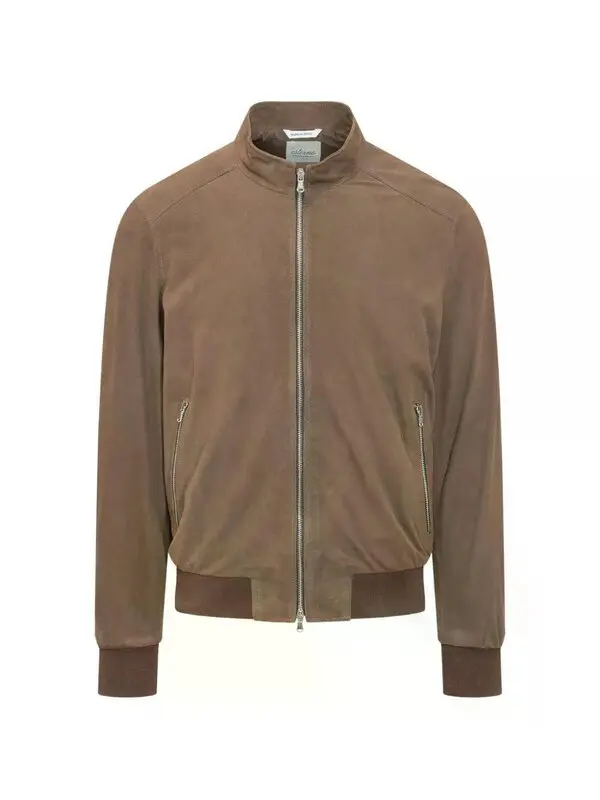Herno Zip-up Suede Bomber Jacket - Brown