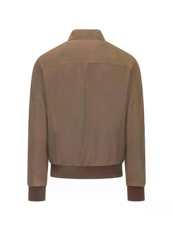 Herno Zip-up Suede Bomber Jacket - Brown