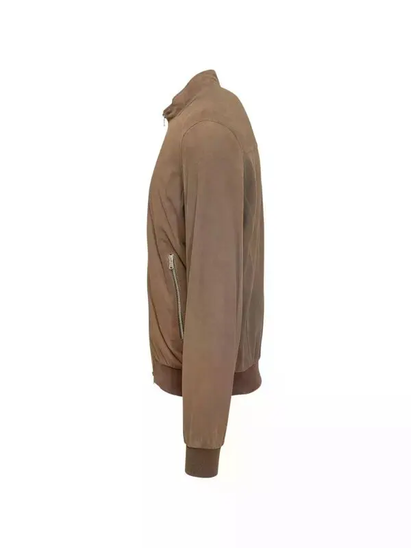 Herno Zip-up Suede Bomber Jacket - Brown