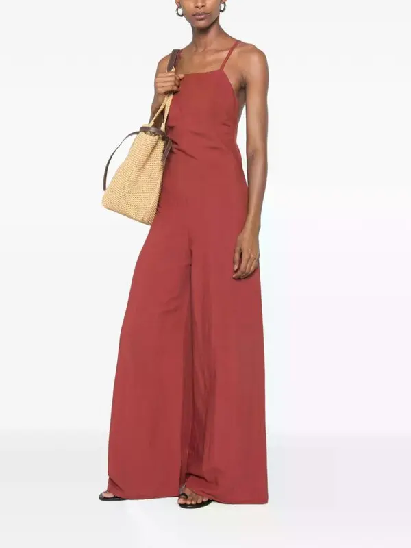 MOUTAKI Wide-leg Jumpsuit With Square Neck And Tie-back Detail