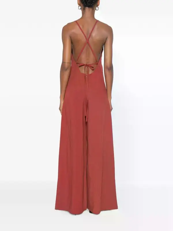 MOUTAKI Wide-leg Jumpsuit With Square Neck And Tie-back Detail
