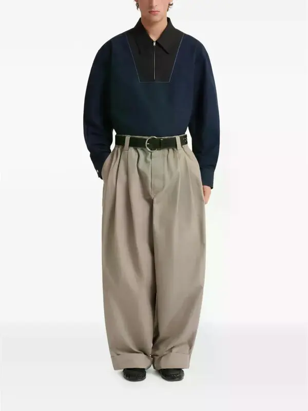 Marni Cotton Canvas Pleated Trousers
