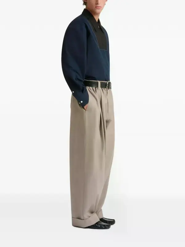 Marni Cotton Canvas Pleated Trousers