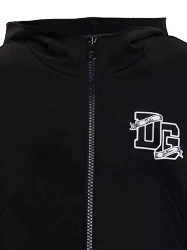 Dolce & Gabbana Logo Patch Zip-up Hoodie - Black