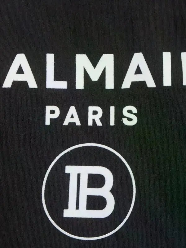 Balmain Cotton Logo Print Cropped Sweater