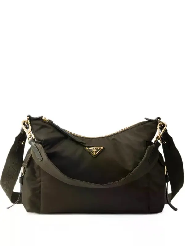 Prada Large Re-nylon And Leather Bag - Green
