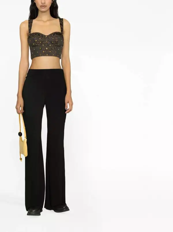 Moschino Crystal-embellished Logo Print Cropped Top