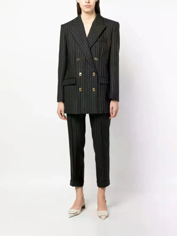 Moschino Pinstripe Wool Double-breasted Blazer