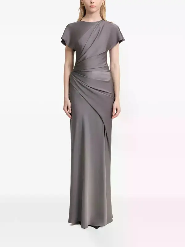 GEMY MAALOUF Asymmetrical Draped Satin Dress