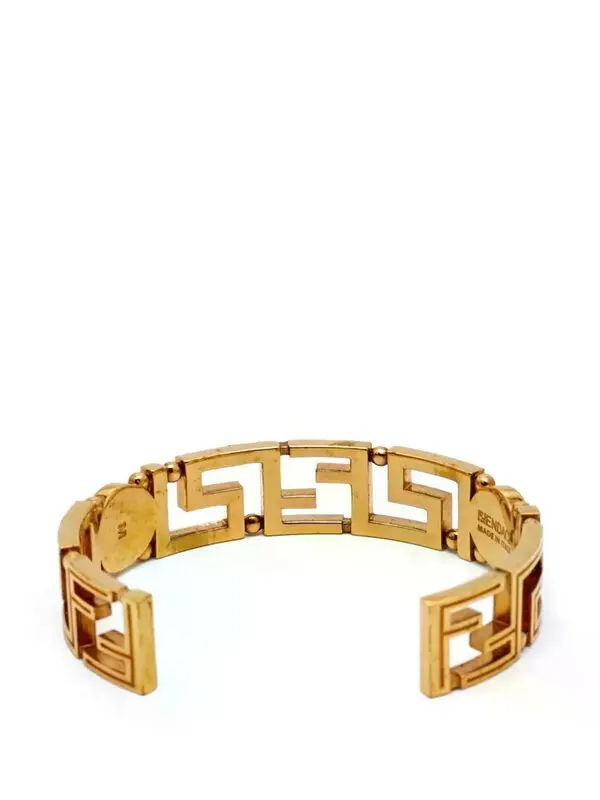 Versace Greca Cuff Bracelet With Medusa Head And Ff Logo - Gold