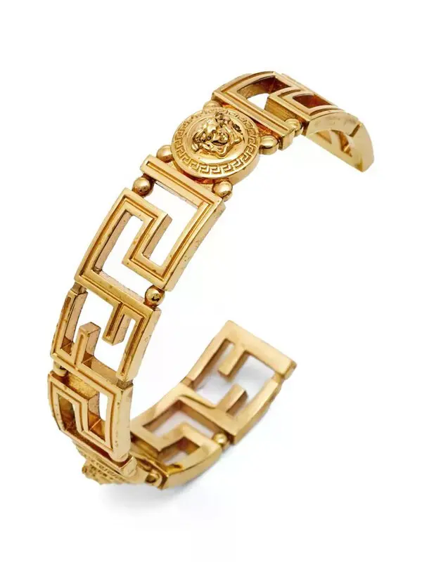 Versace Greca Cuff Bracelet With Medusa Head And Ff Logo