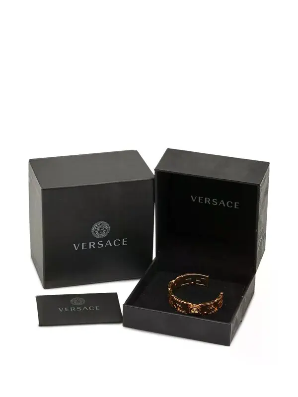 Versace Greca Cuff Bracelet With Medusa Head And Ff Logo