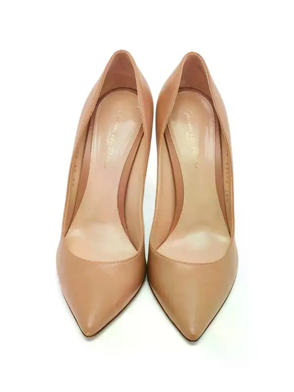 GIANVITO ROSSI Beige Leather Pointed-toe Stiletto Pumps - Neutrals