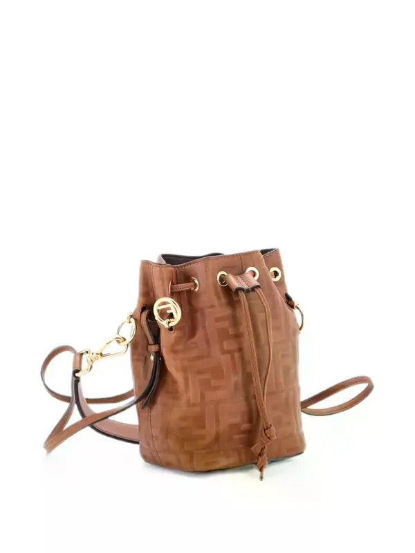 Fendi Mon Tresor Zucca Embossed Leather Mini Bucket Bag