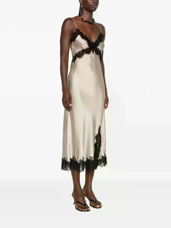 MANSPHIL Lace-trim Spaghetti-strap Midi Dress