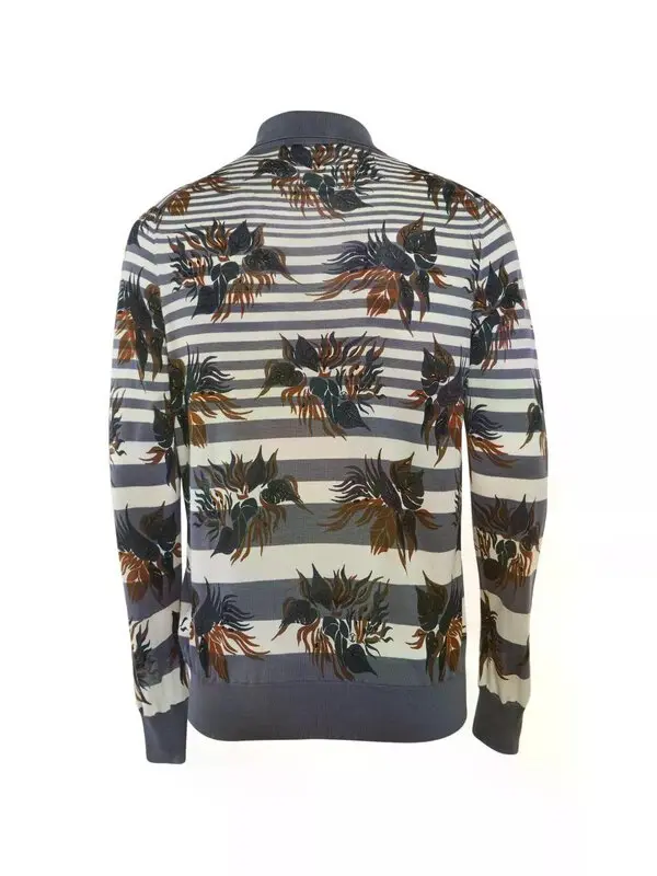 LOUIS VUITTON Striped Floral-print Polo Shirt