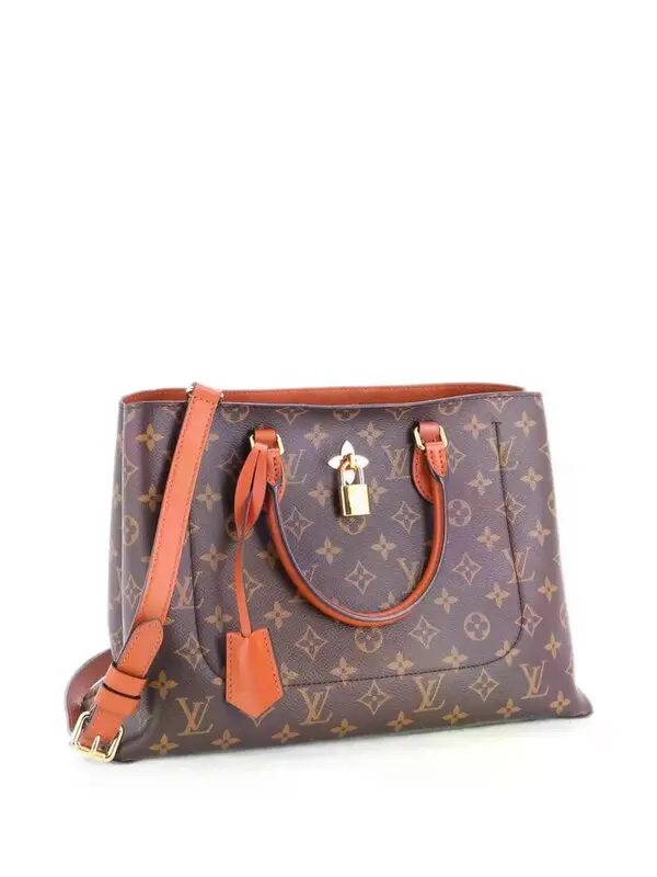 LOUIS VUITTON Flower Monogram Canvas And Leather Tote Bag - Brown