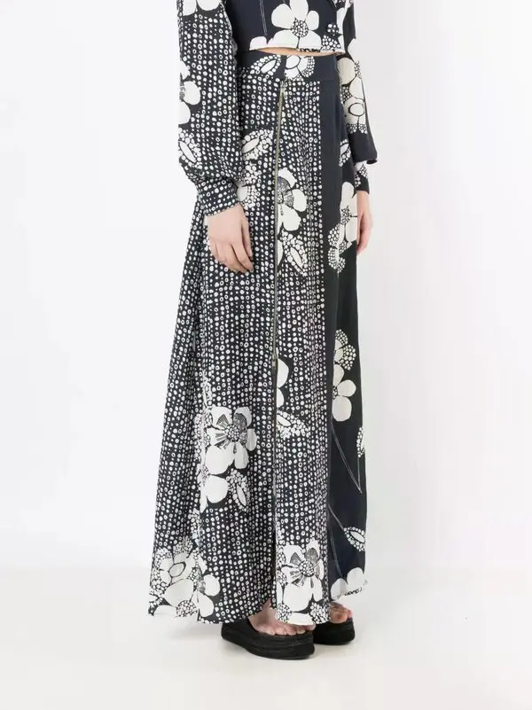 AMIR SLAMA Floral Print High Waist Maxi Skirt