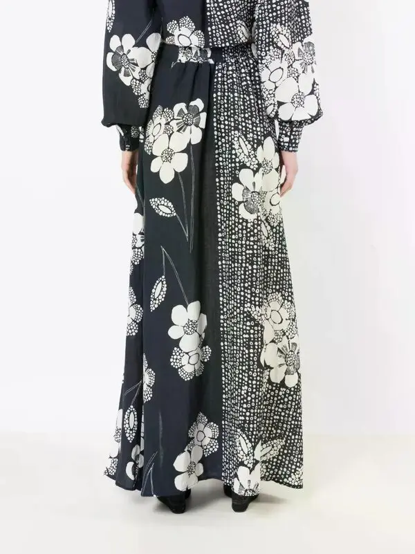 AMIR SLAMA Floral Print High Waist Maxi Skirt