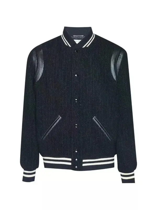 Saint Laurent Leather-trimmed Tweed Varsity Jacket